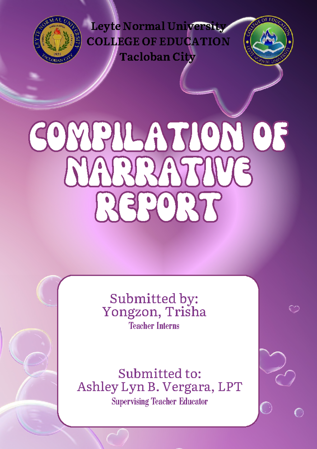 Compilation of Narrative Reports - Teacher Interns Documentation - Studocu