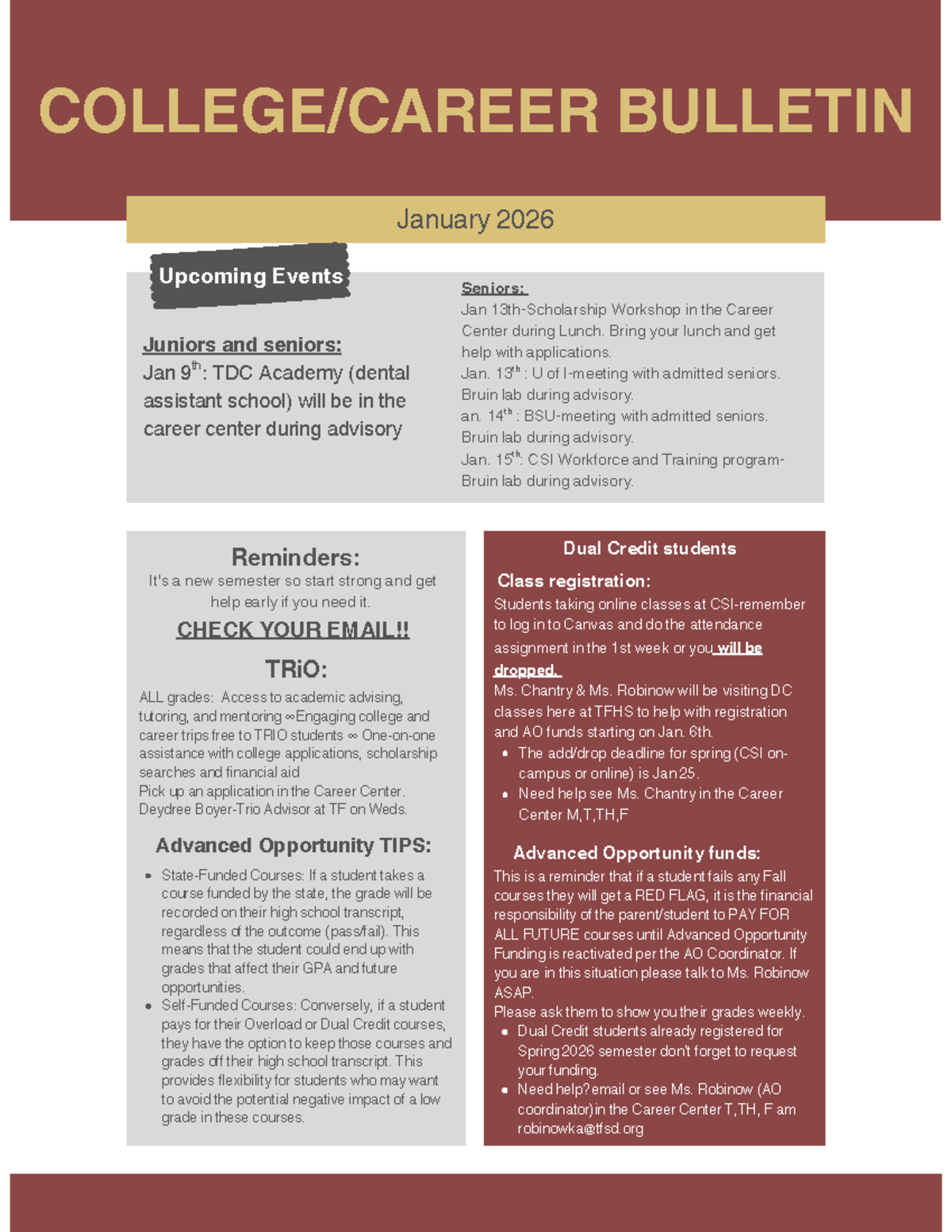 Jan 2026 Bulletin: Important Events & Reminders for Students - Studocu