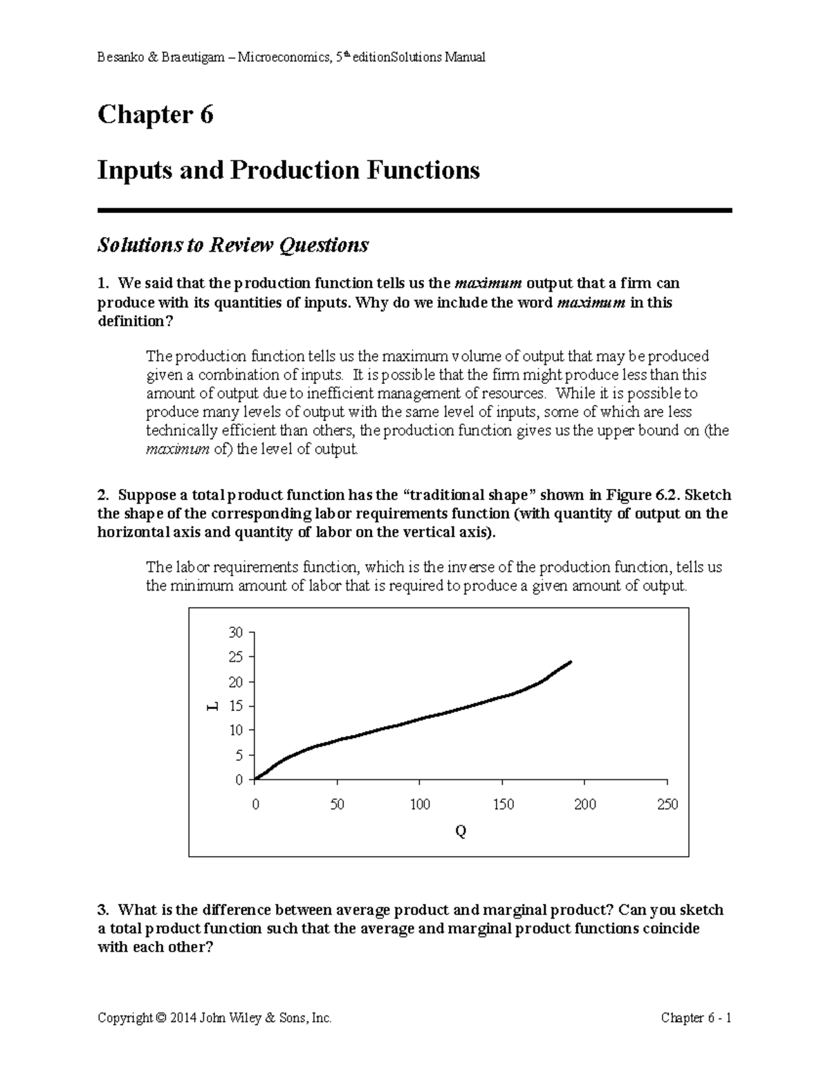 Ch06-1 - summary and sample questions - Chapter 6 Inputs and Production ...