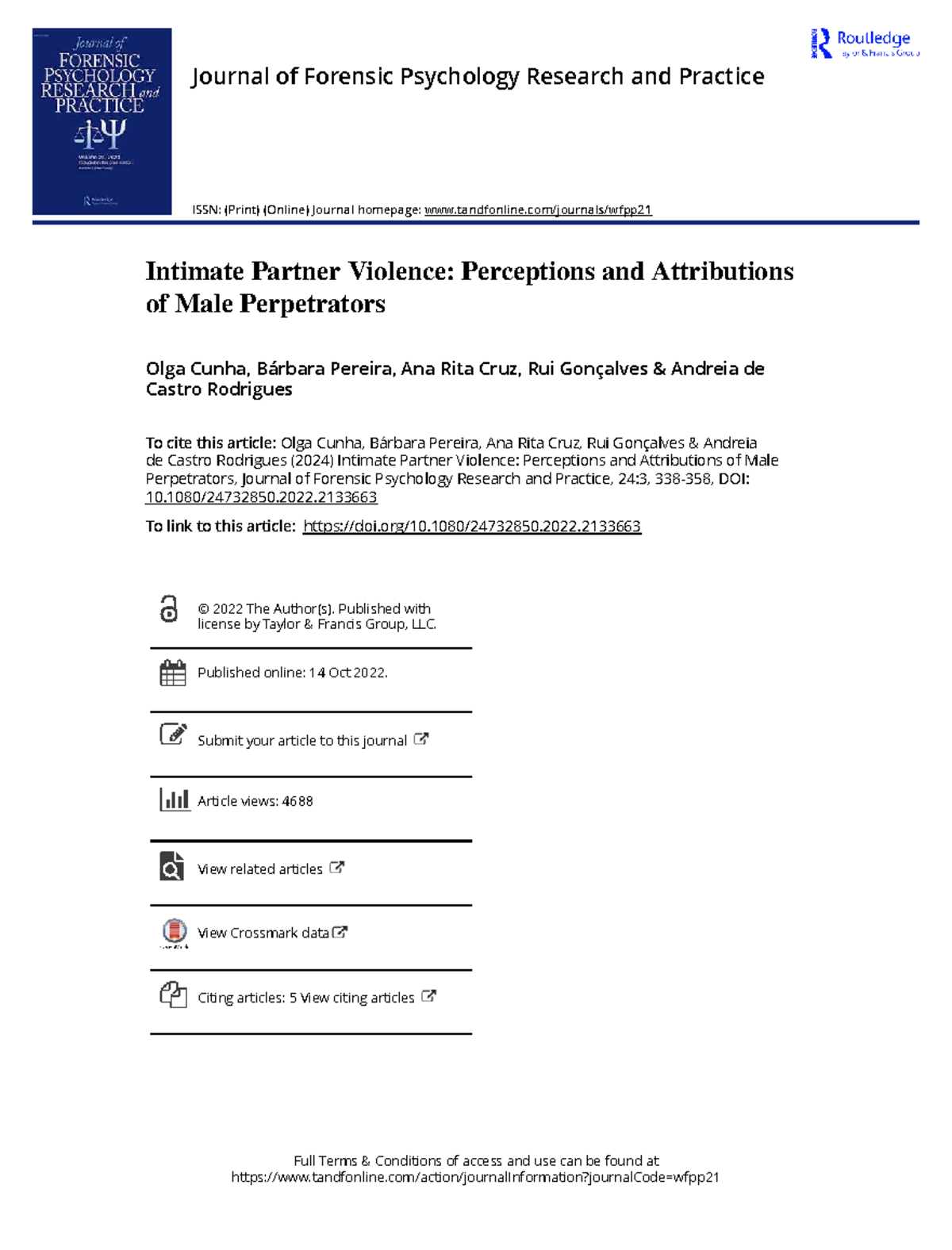 Intimate Partner Violence: Male Perpetrators' Perceptions and ...