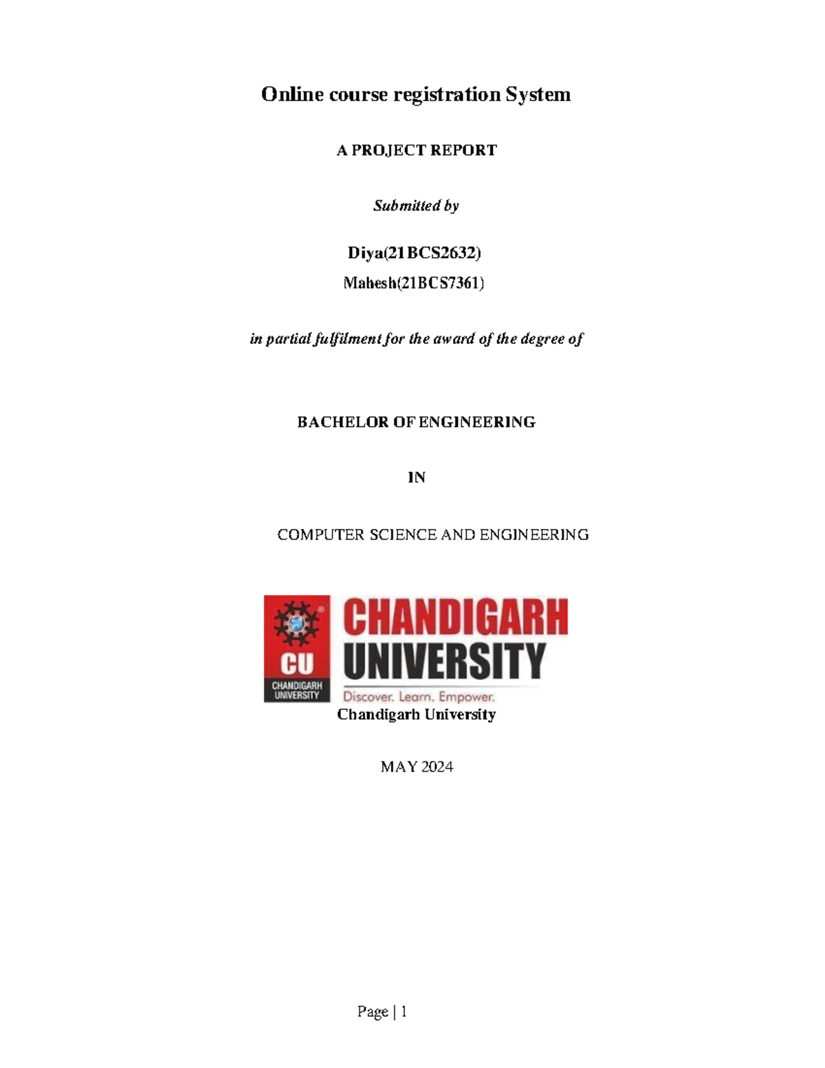 **Final Report: Online Course Registration System (21BCS2632 ...