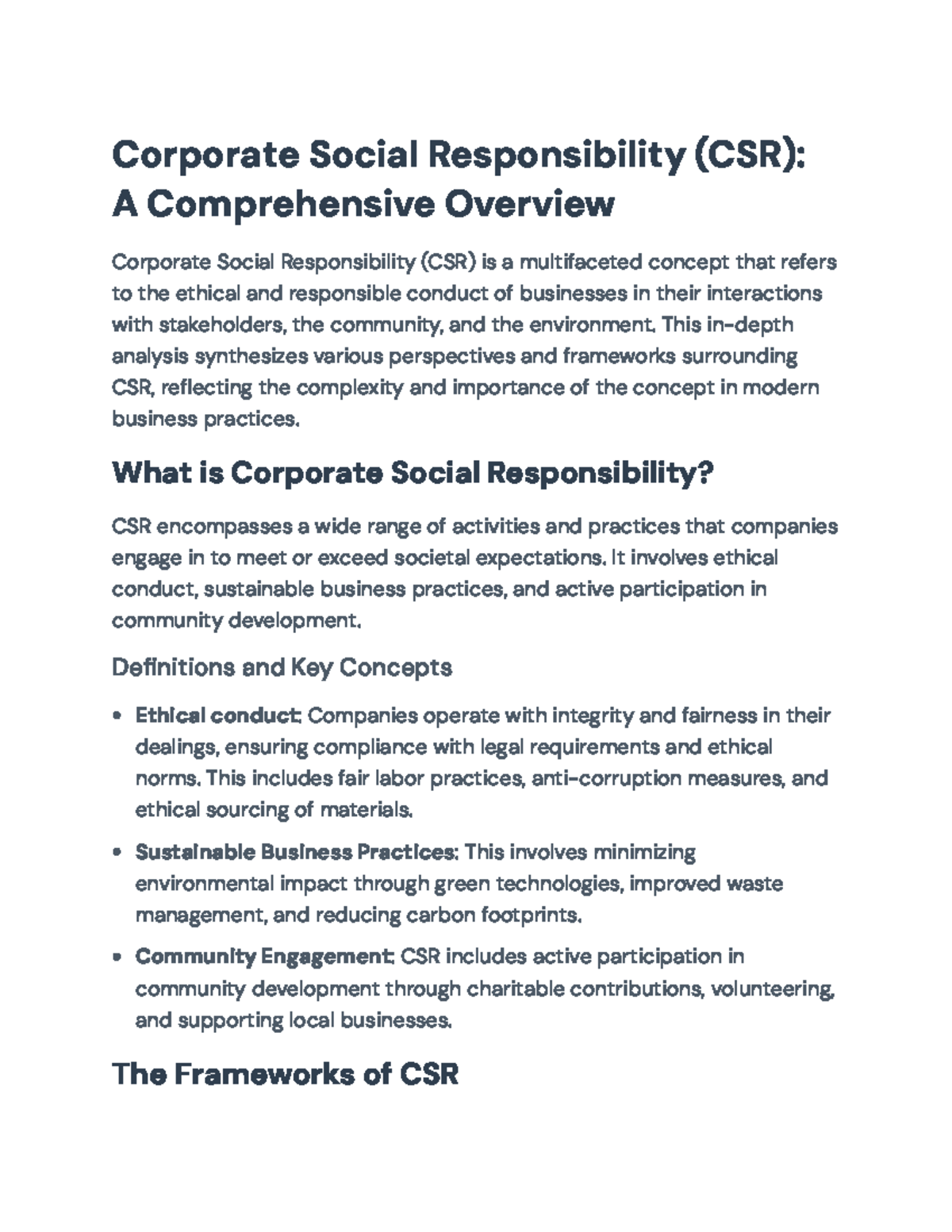 Corporate Social Responsibility (CSR): Key Frameworks and Strategies ...