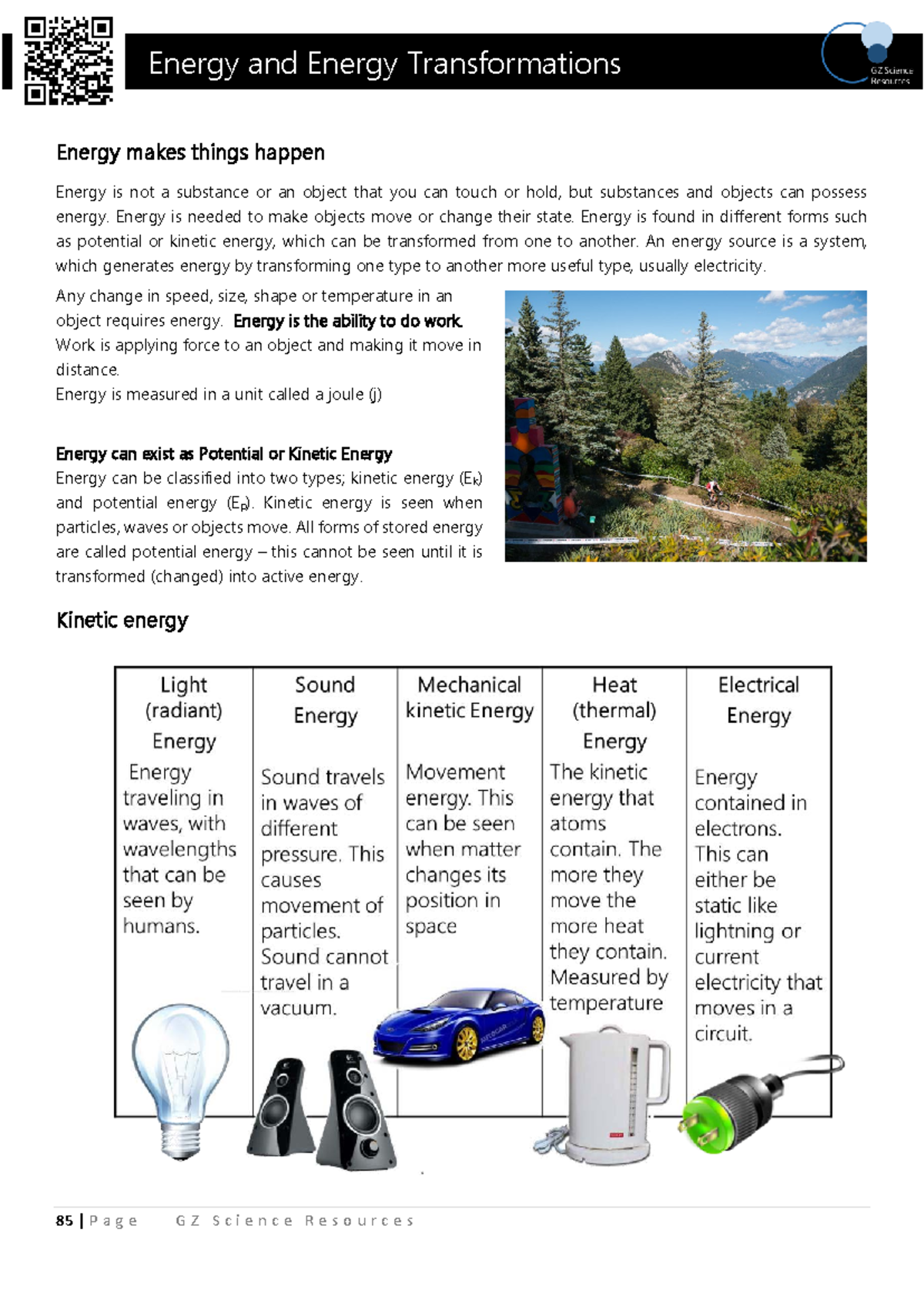 Energy Science Year 8 Notes: Transformations & Efficiency - Studocu