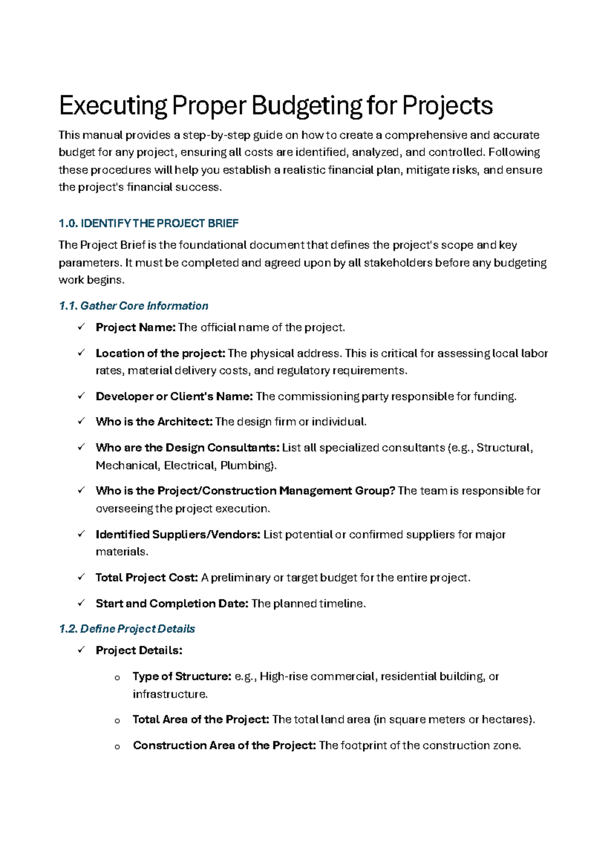 Budgeting Guide for Projects: Comprehensive Manual - Studocu
