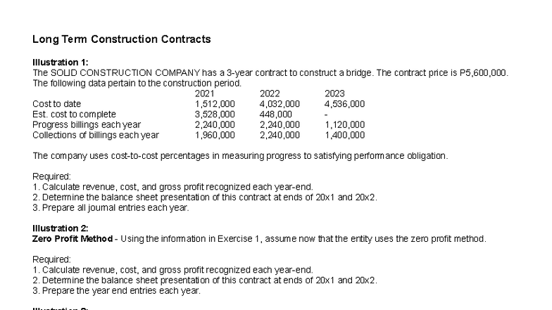 H SP LTCC Questions - Long Term Construction Contracts Analysis - Studocu