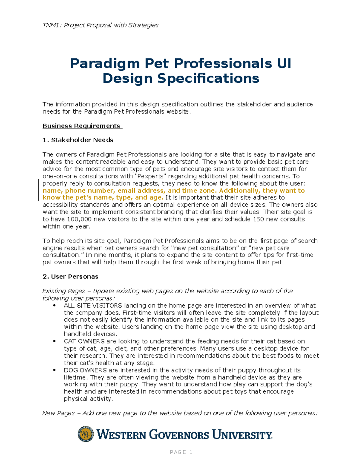 Paradigm Pet Professionals UI Design Specifications - TNM1: Project ...