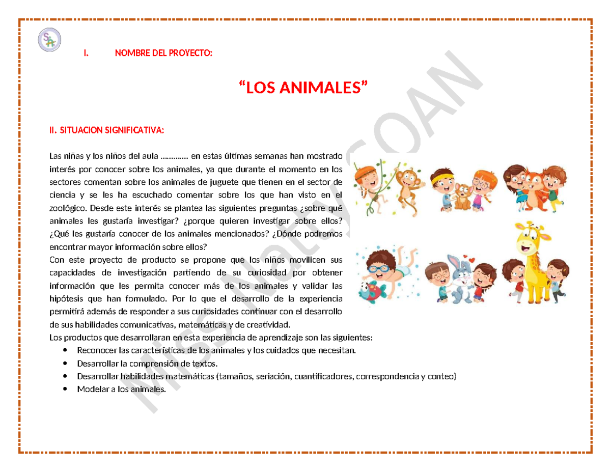 4 Años: Proyecto de Investigación sobre Animales - Studocu