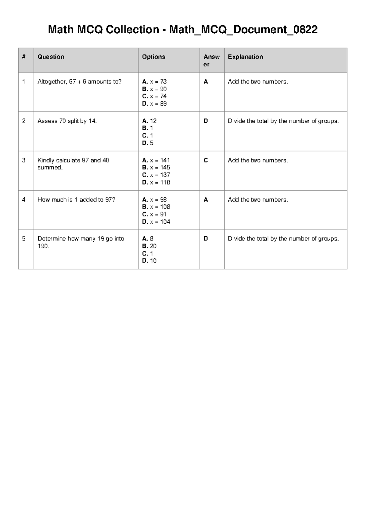 Math MCQ Collection for SE220 - Analysis & Design of Algorithms - Studocu