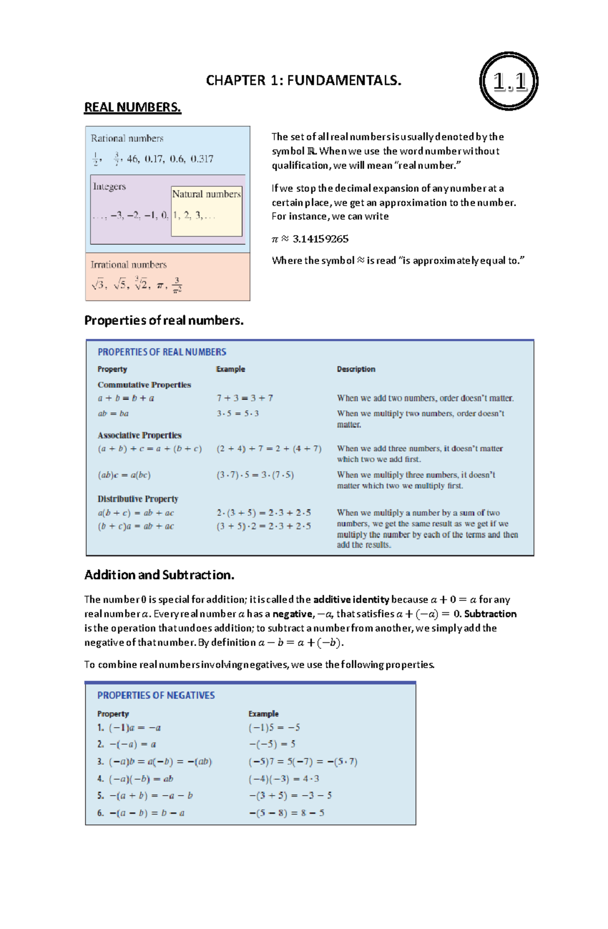 Precalculus Stewart CH1 Summary: Real Numbers, Exponents, and Graphs ...