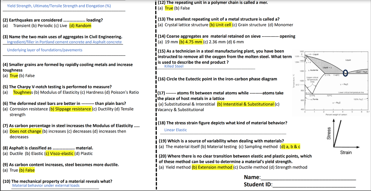 Quiz 1 materials - (12) The repeating unit in a polymer chain is called ...