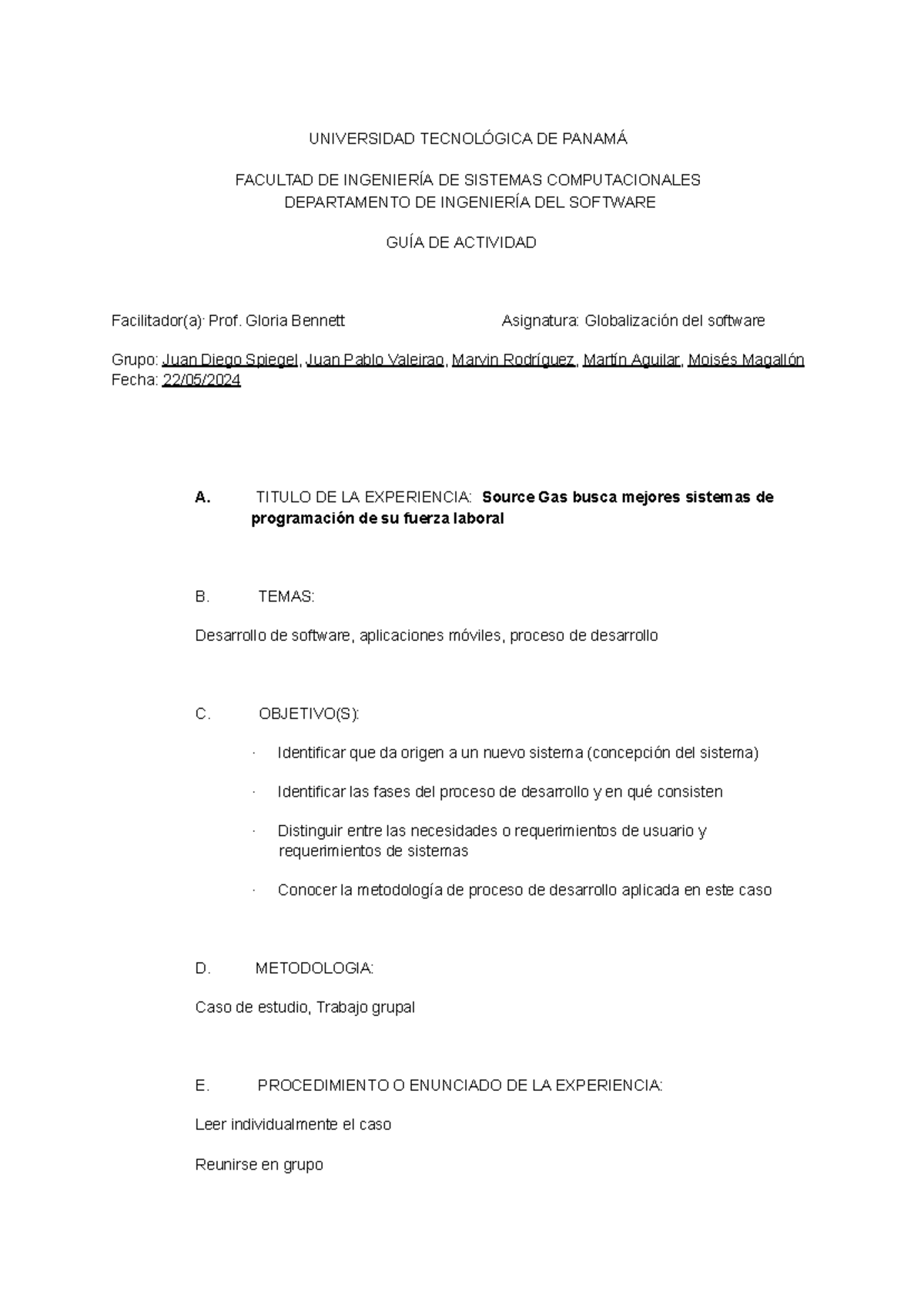 Caso de Estudio: Source Gas y el Desarrollo de Software Ágil (GDS 101) - Studocu