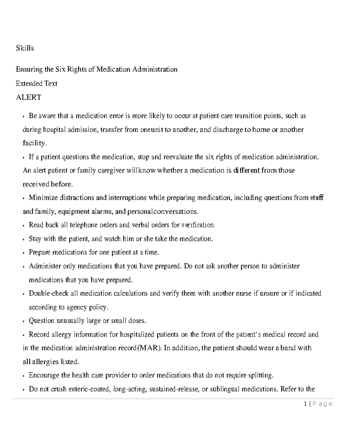 Ensuring Six Rights of Medication Administration - Skills Ensuring the ...