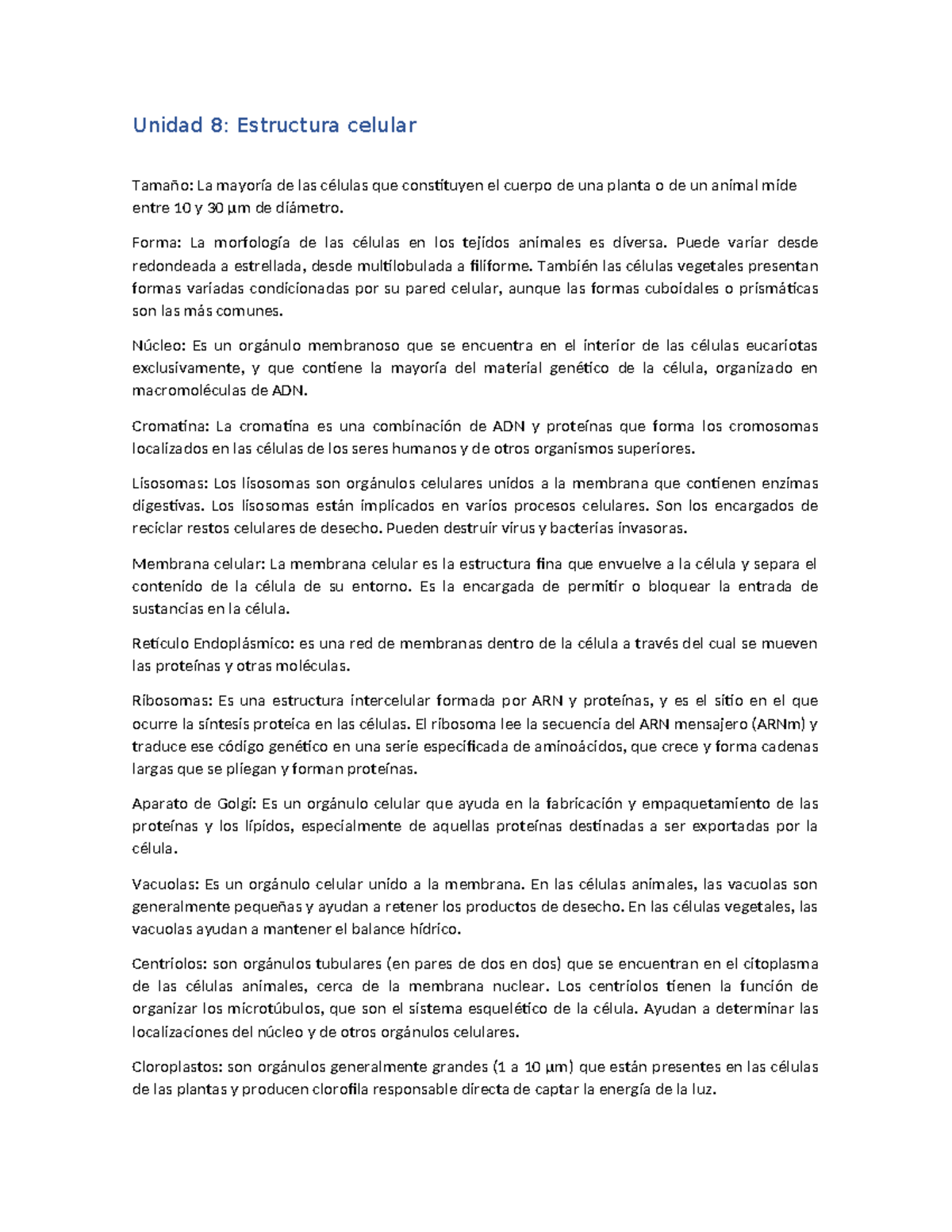 Biología 2: Estructura Celular y Funciones de Plantas y Animales - Studocu