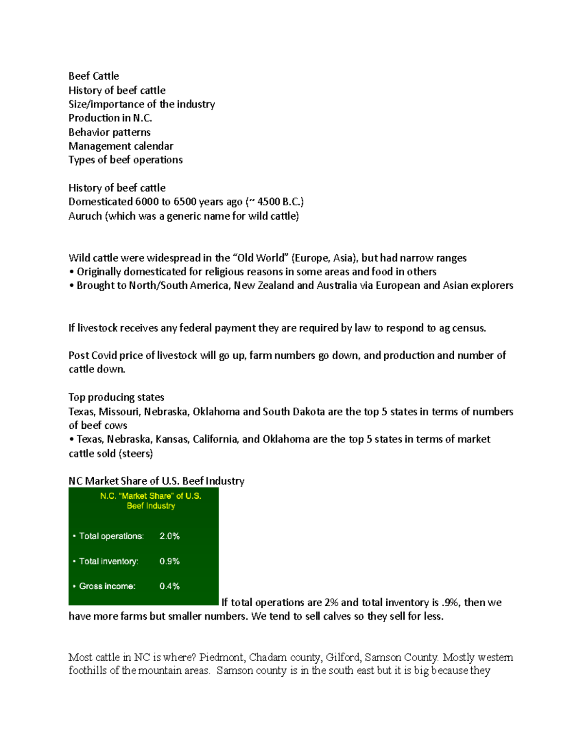 ANS 150 - Beef Cattle - Lecture Notes on History and Management - Studocu