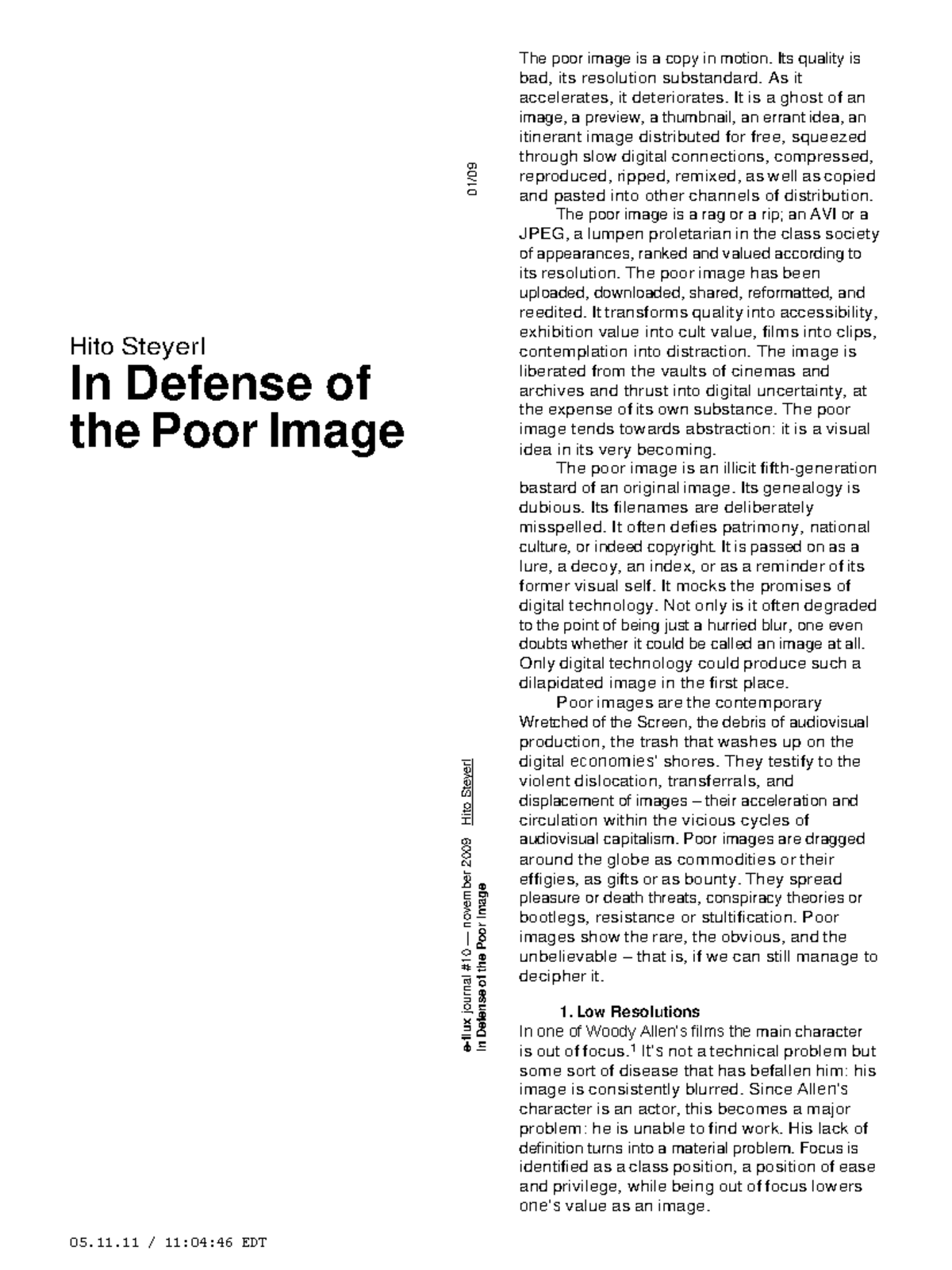 The Poor Image: Understanding Hito Steyerl's Imperfect Cinema - Studocu