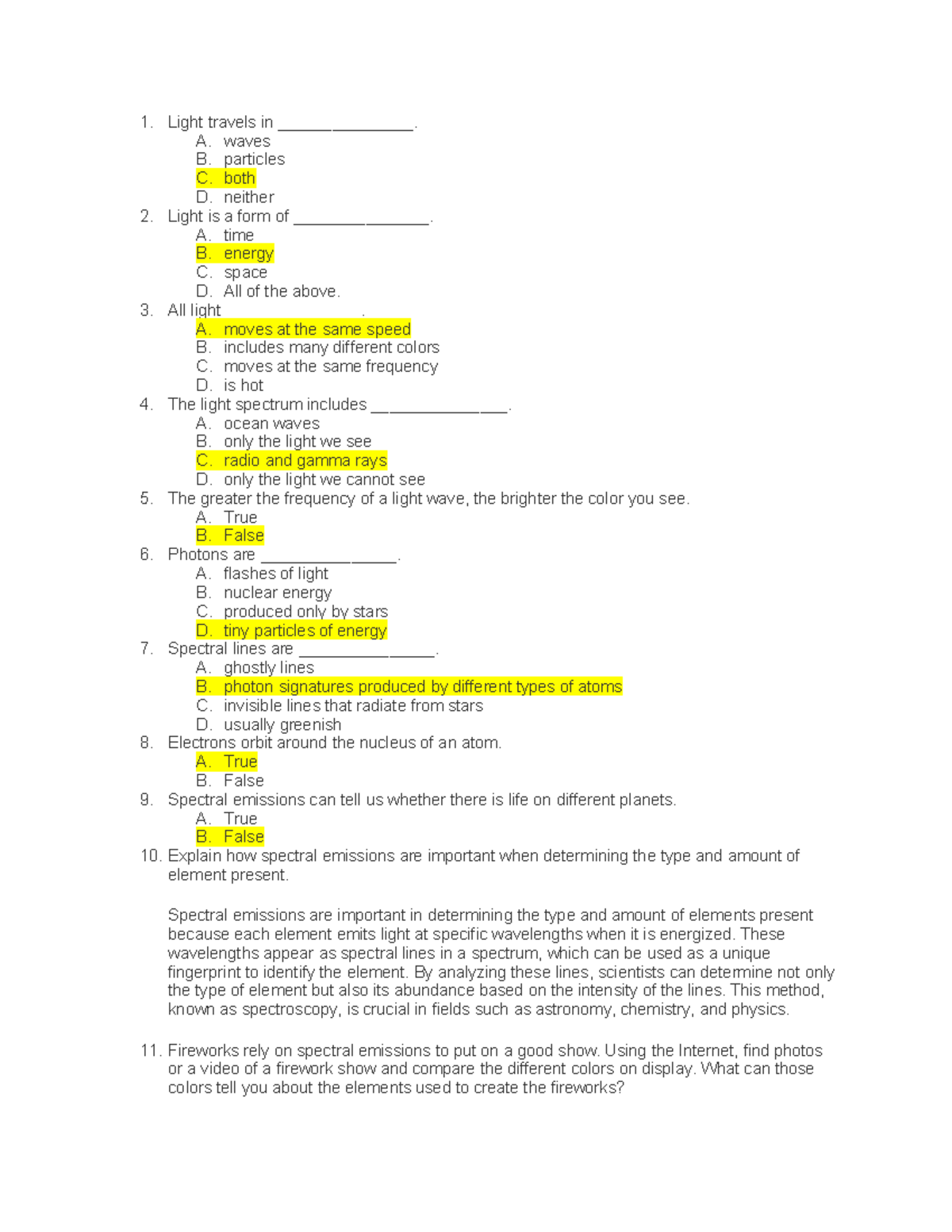 06.06B Atomic Spectra - Physics Assignment on Light and Spectroscopy ...