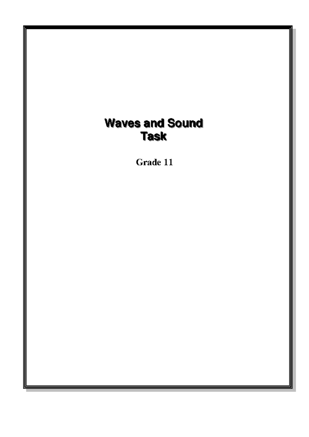 Grade 11 Physics: Waves and Sound Exercises (WAV101) - Studocu