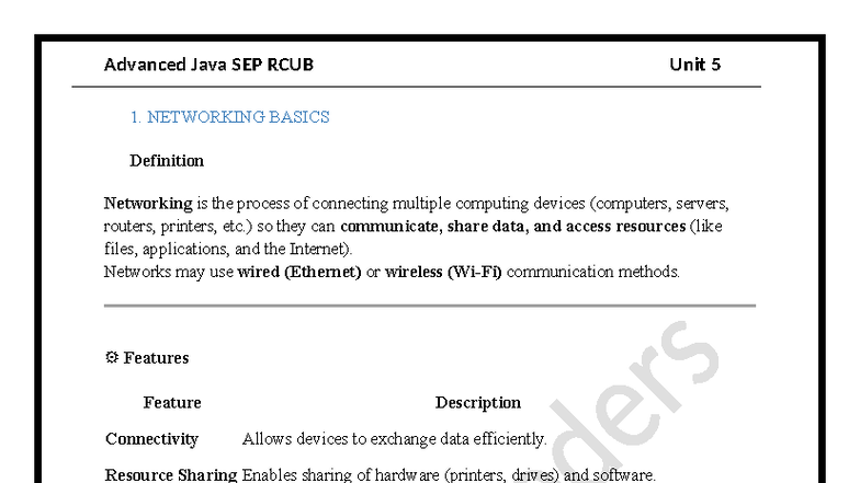 Advanced Java SEP RCUB Unit 5 - Networking Basics and EJB Overview ...