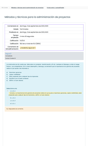 Puntos extra 4 autocalificable Revisión del intento - - Studocu