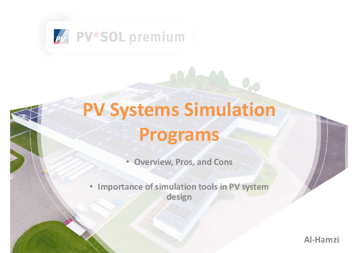 PV Systems Simulation Program - PV Systems Simulation Programs ...