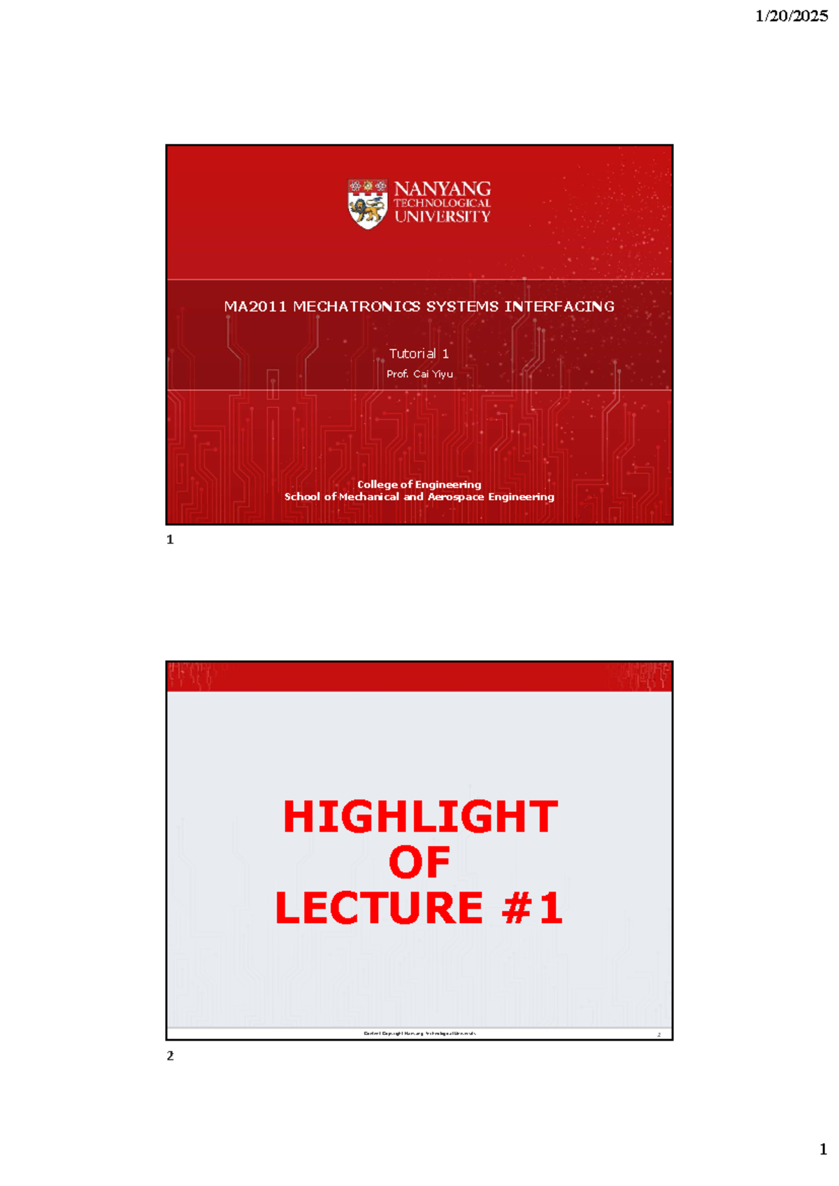 Tutorial 1 Answer - Content Copyright Nanyang Technological University ...
