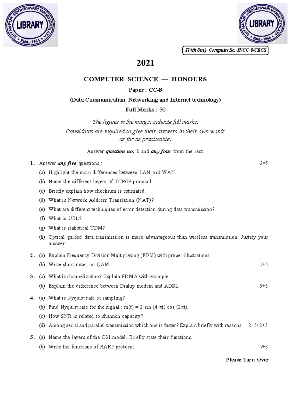 CC-8 Data Communication & Networking Exam Notes (2021) - Studocu