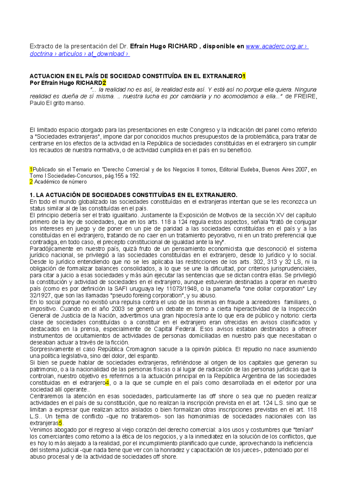 Estudio sobre Actuación de Sociedades Extranjeras y Off Shore en ...