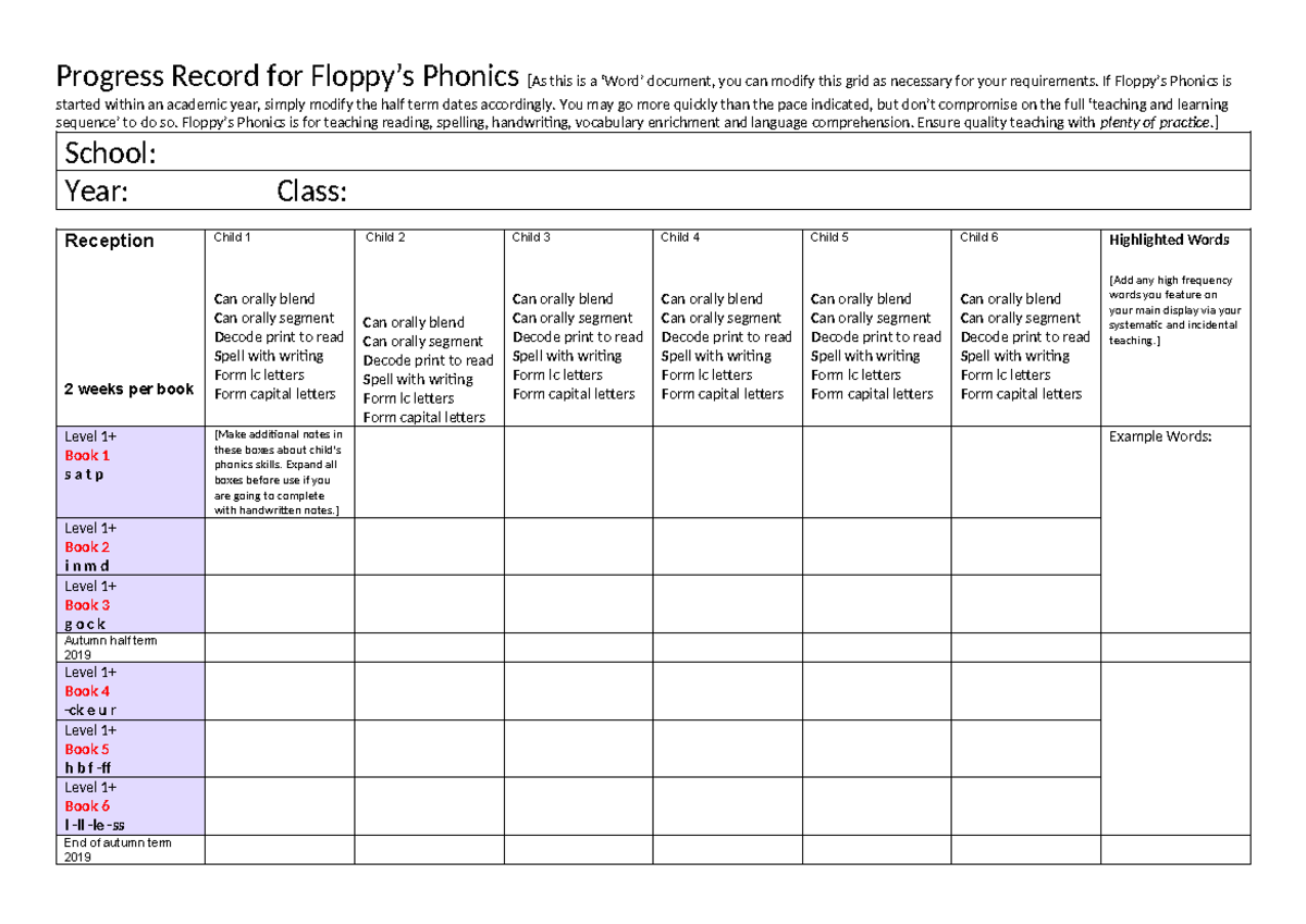 Debbie Progress-Record-for-Floppy - Progress Record for Floppy’s ...