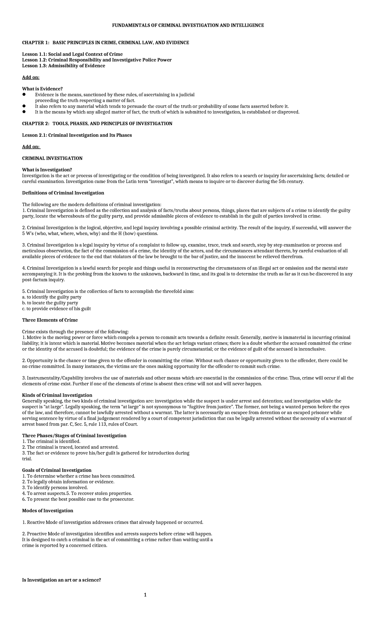 Cdi 1 Final Exam: Fundamentals of Criminal Investigation Overview - Studocu