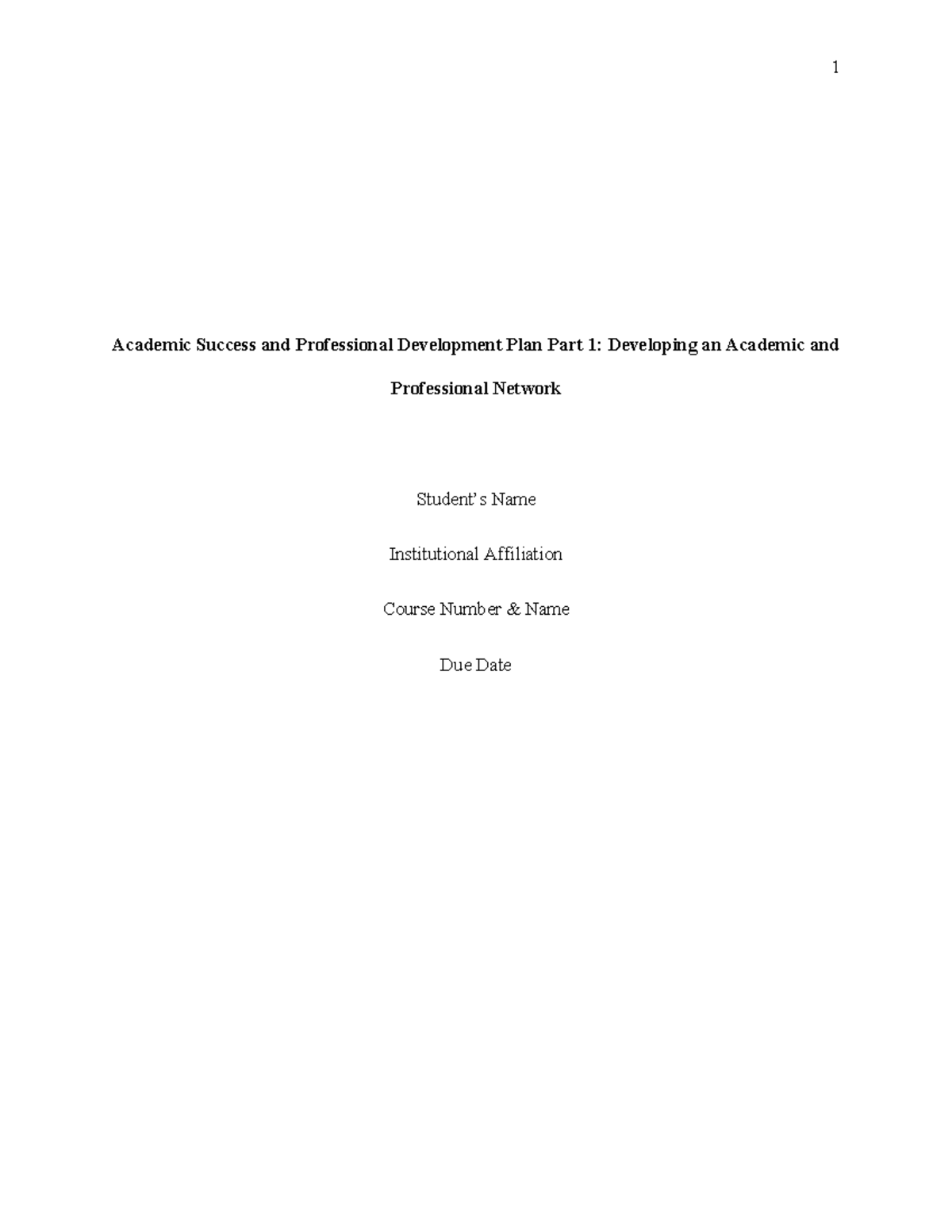 MSN 101: Academic & Professional Network Development Plan Part 1 - Studocu
