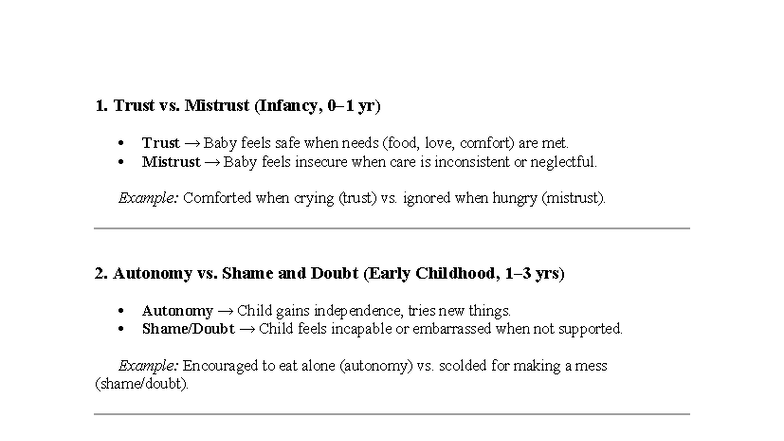 Document - To the moon - 1. Trust vs. Mistrust (Infancy, 0–1 yr) Trust ...