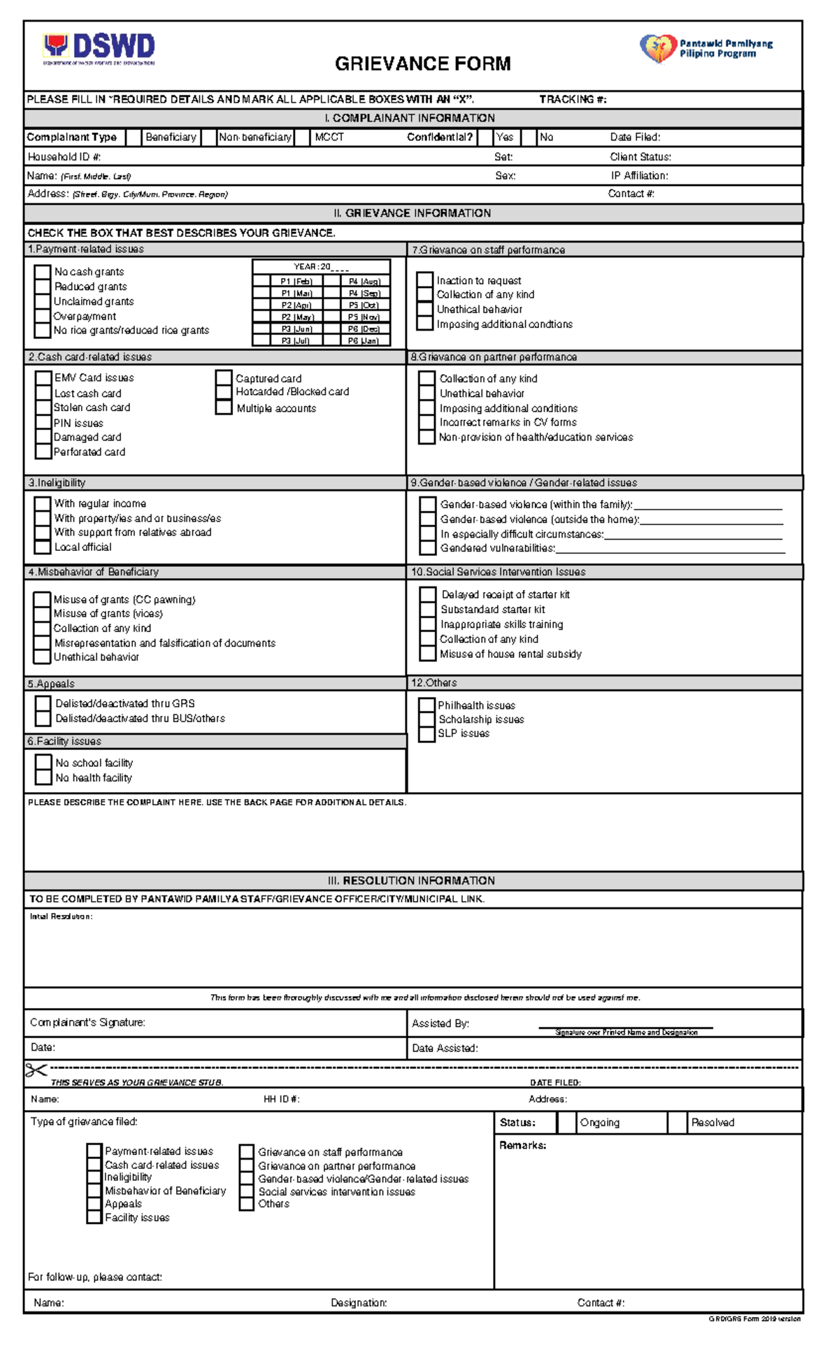 Grievance Form 2019: Fill Out Details & Mark Applicable Boxes - Studocu