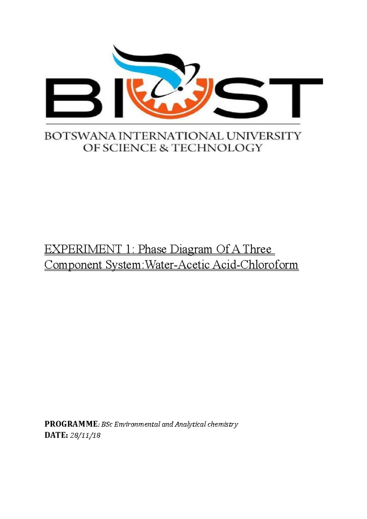 Phase Diagram Analysis of Water-Acetic Acid-Chloroform System for BSc ...