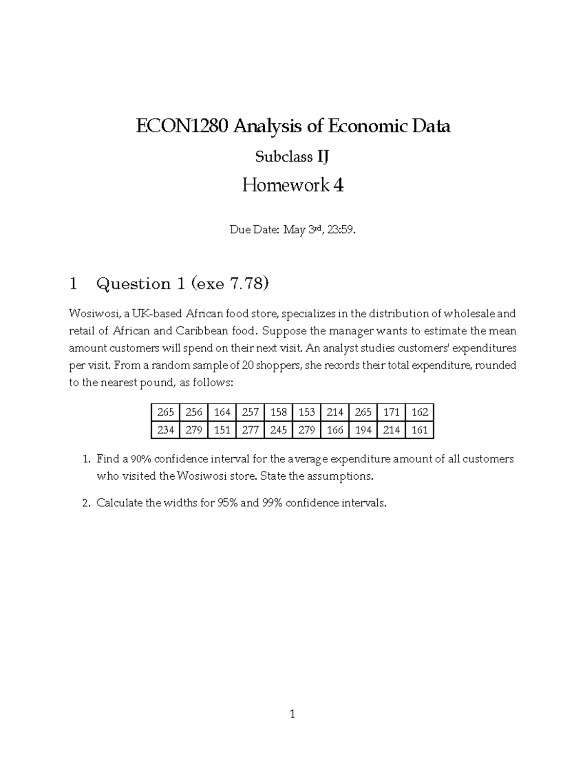 ECON1280 Homework 4 - Analysis of Economic Data - Studocu