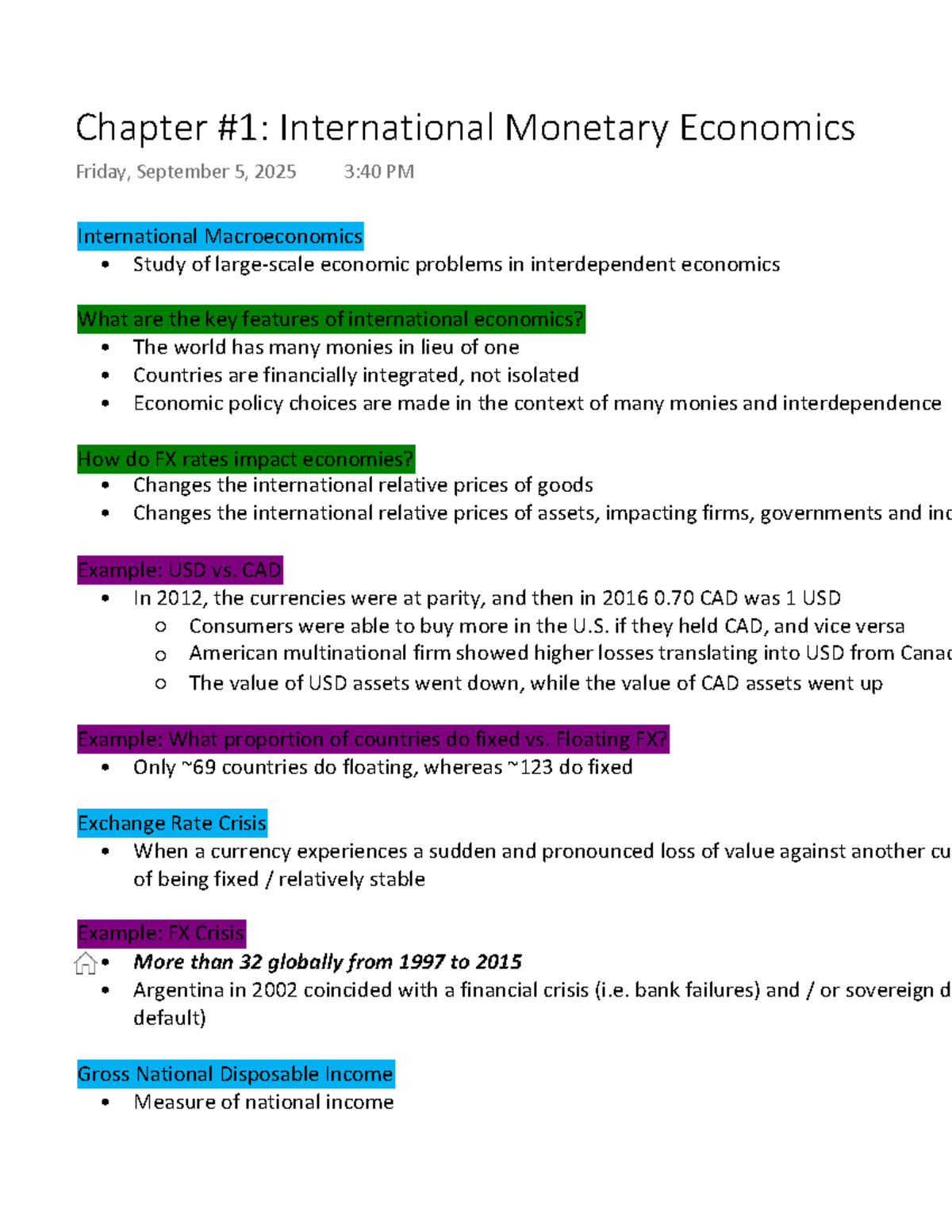 Chapter 1: International Monetary Economics Overview and Key Features ...