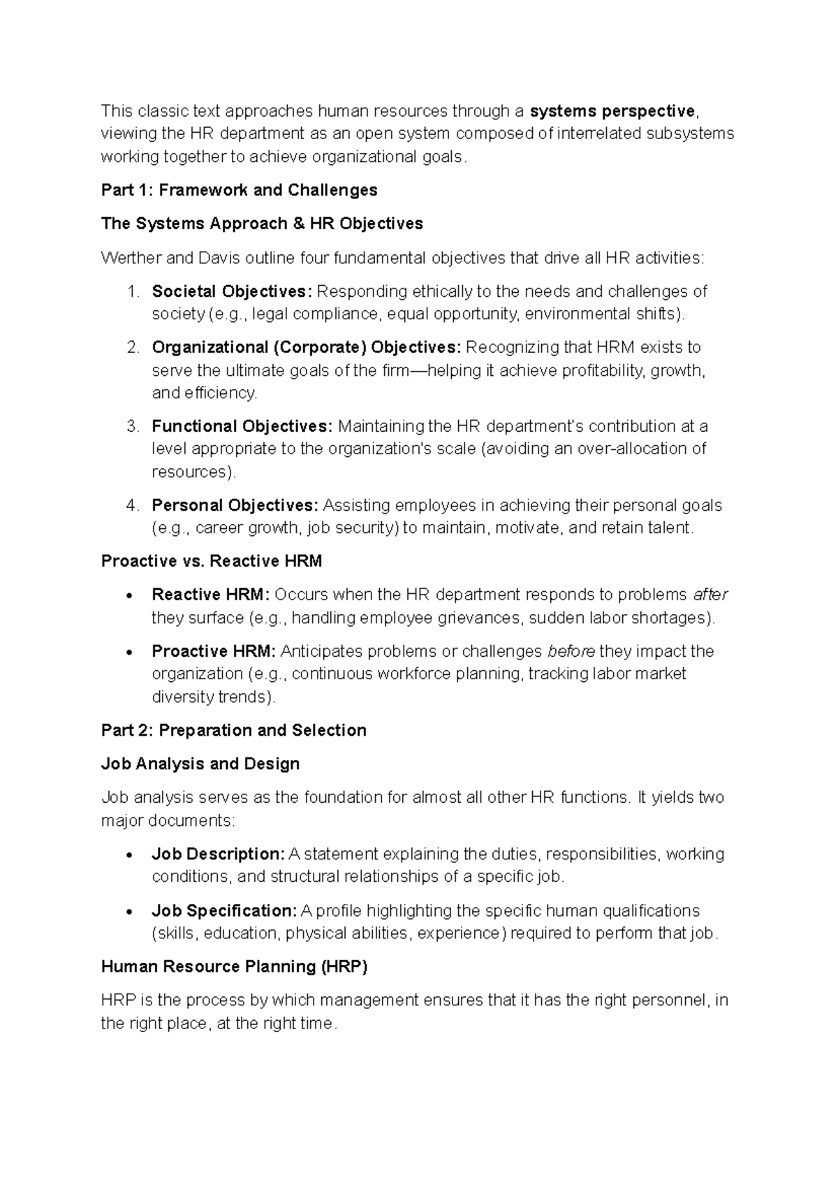 HRM Notes - Final Exam: Systems Approach to Human Resources - Studocu