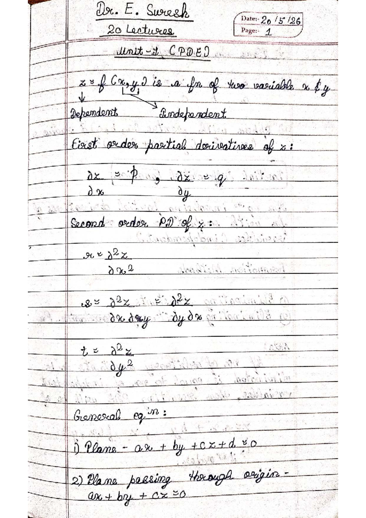 Unit-1 PDE Self-Notes: Comprehensive Guide to Partial Differential ...