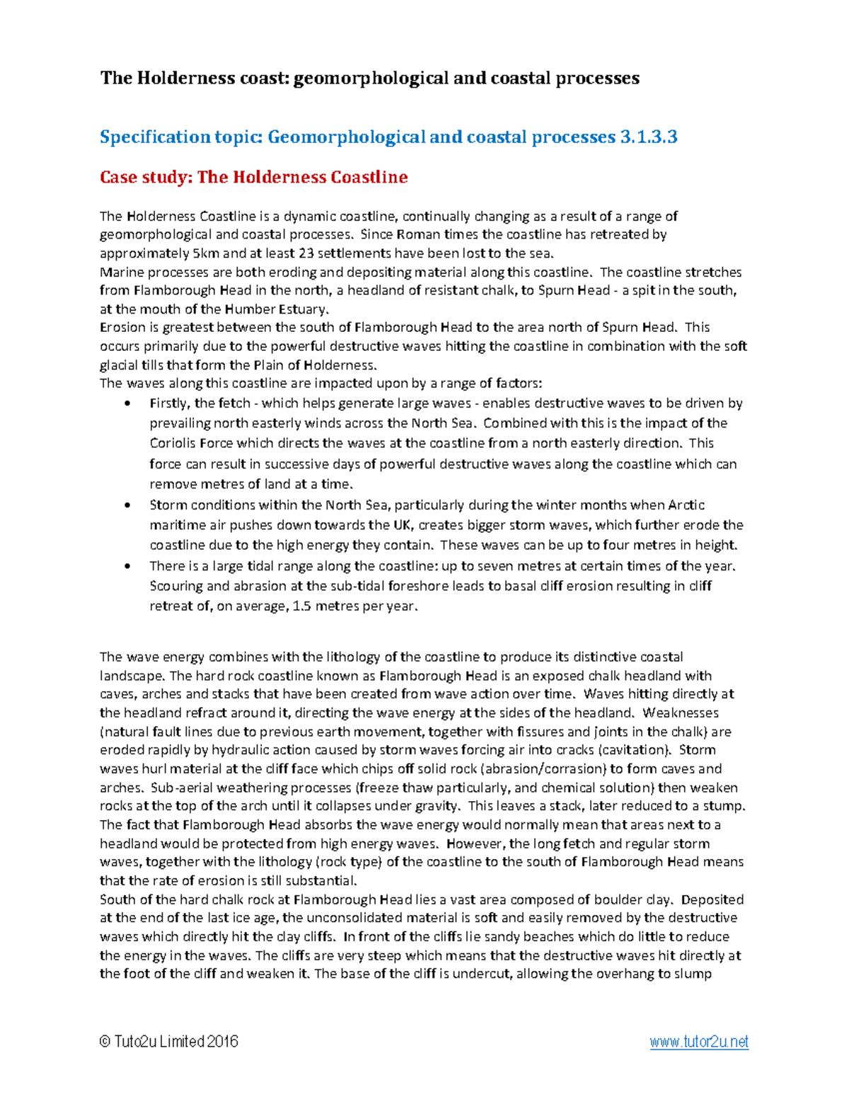 Holderness Coastal Processes Case Study: Geomorphology and Erosion ...
