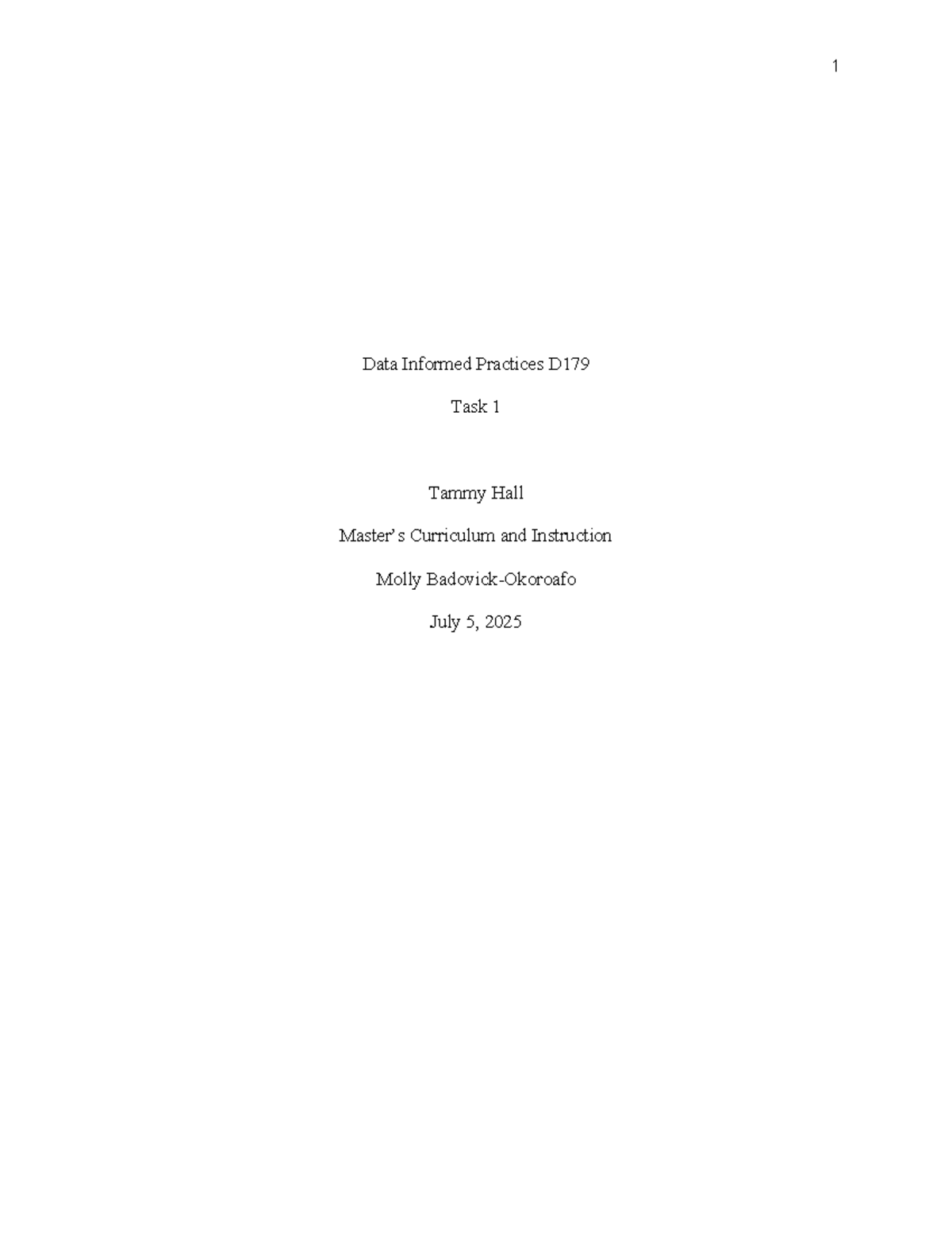 D179 Task 1: Analyzing Qualitative and Quantitative Data in Education ...