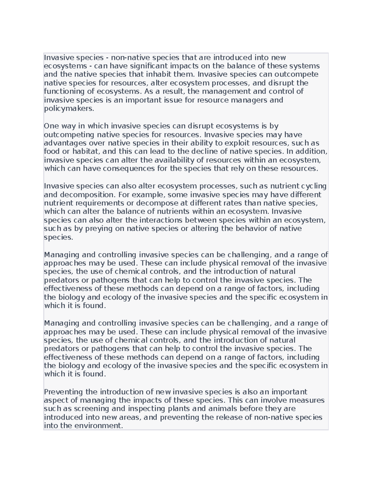 Invasive species - This essay discusses the impacts of climate change ...