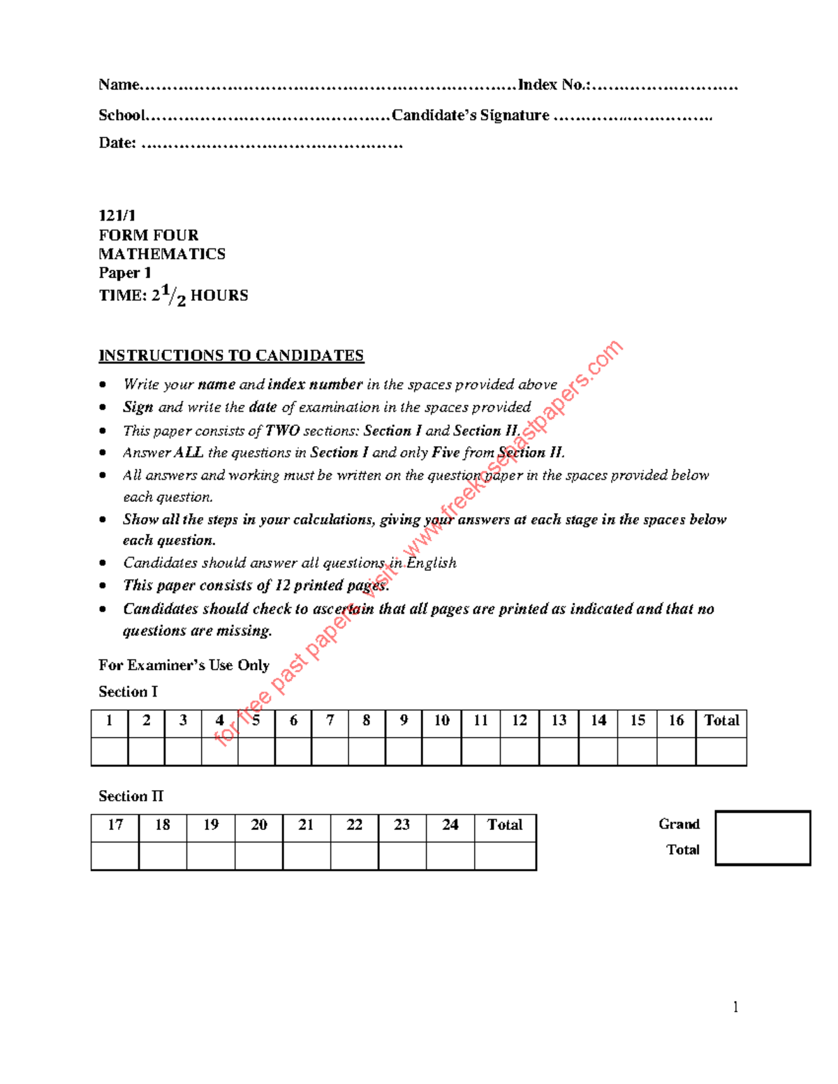 FORM 4 MATHS Paper 1 Revision Questions - Studocu