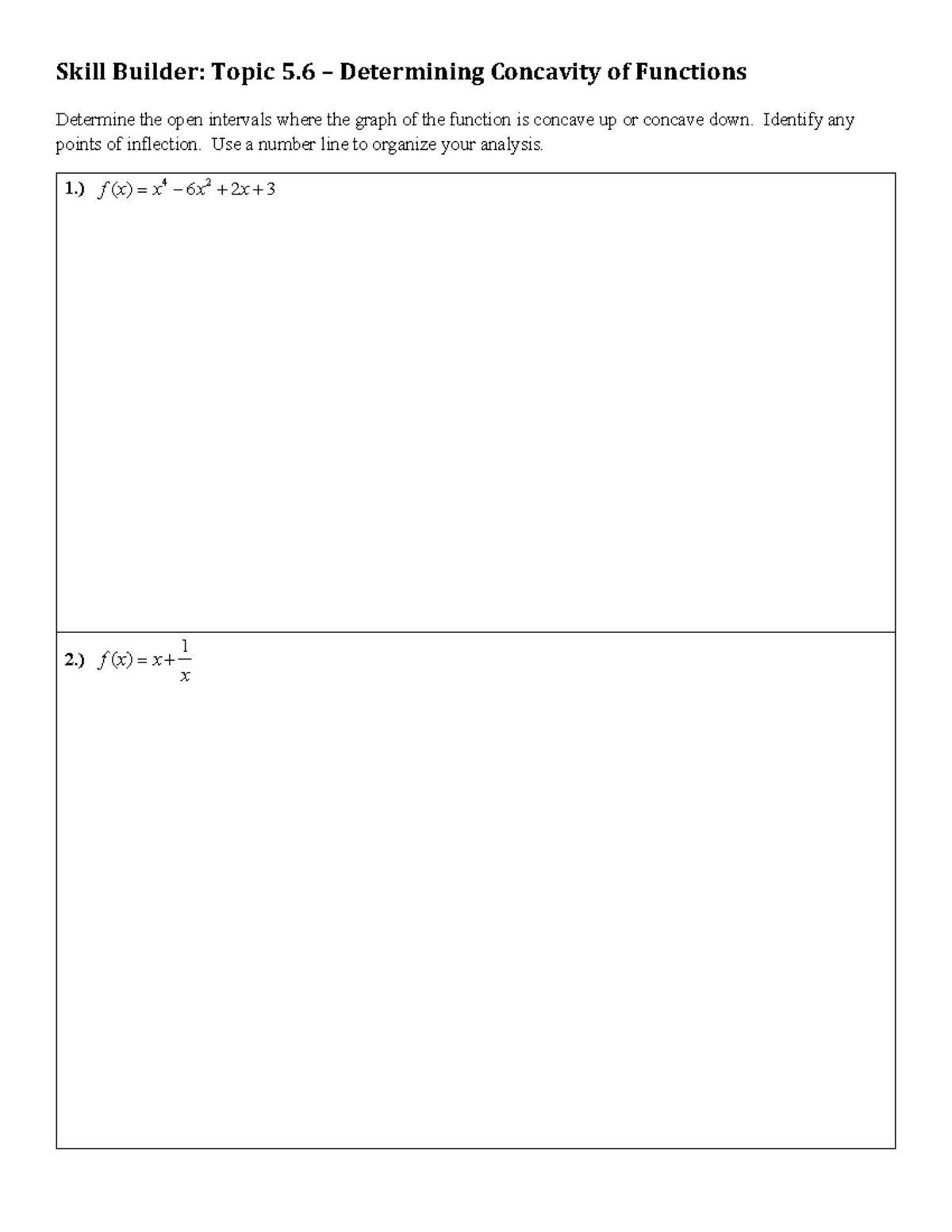 Topic 5.6 - Skill Builder: Analyzing Concavity of Functions - Studocu