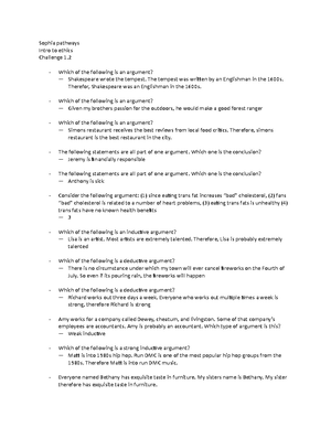 Sophia ethics challenge 1.1 unit 1 - Sophia pathways Introduction to ...