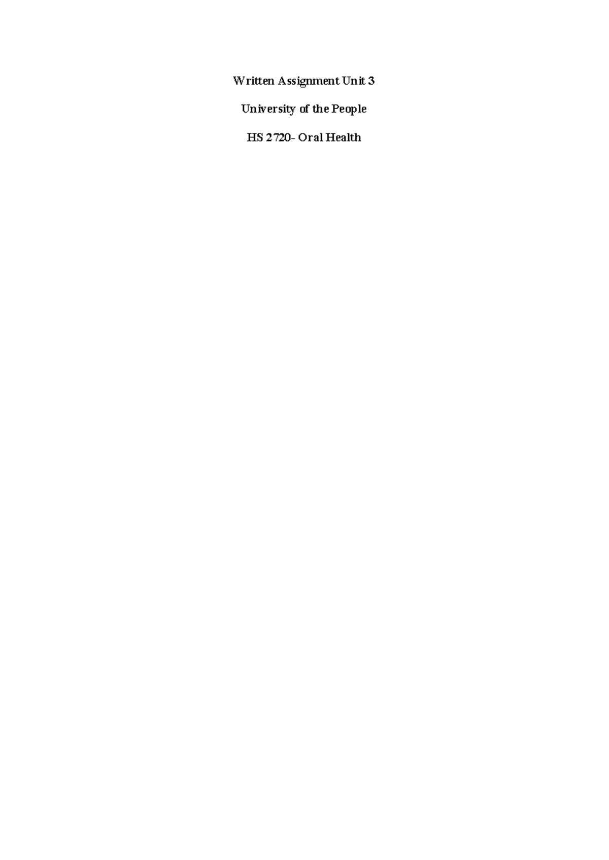 WA3 HS2720 - Assignment just for reading. Do not copy please. - Written ...