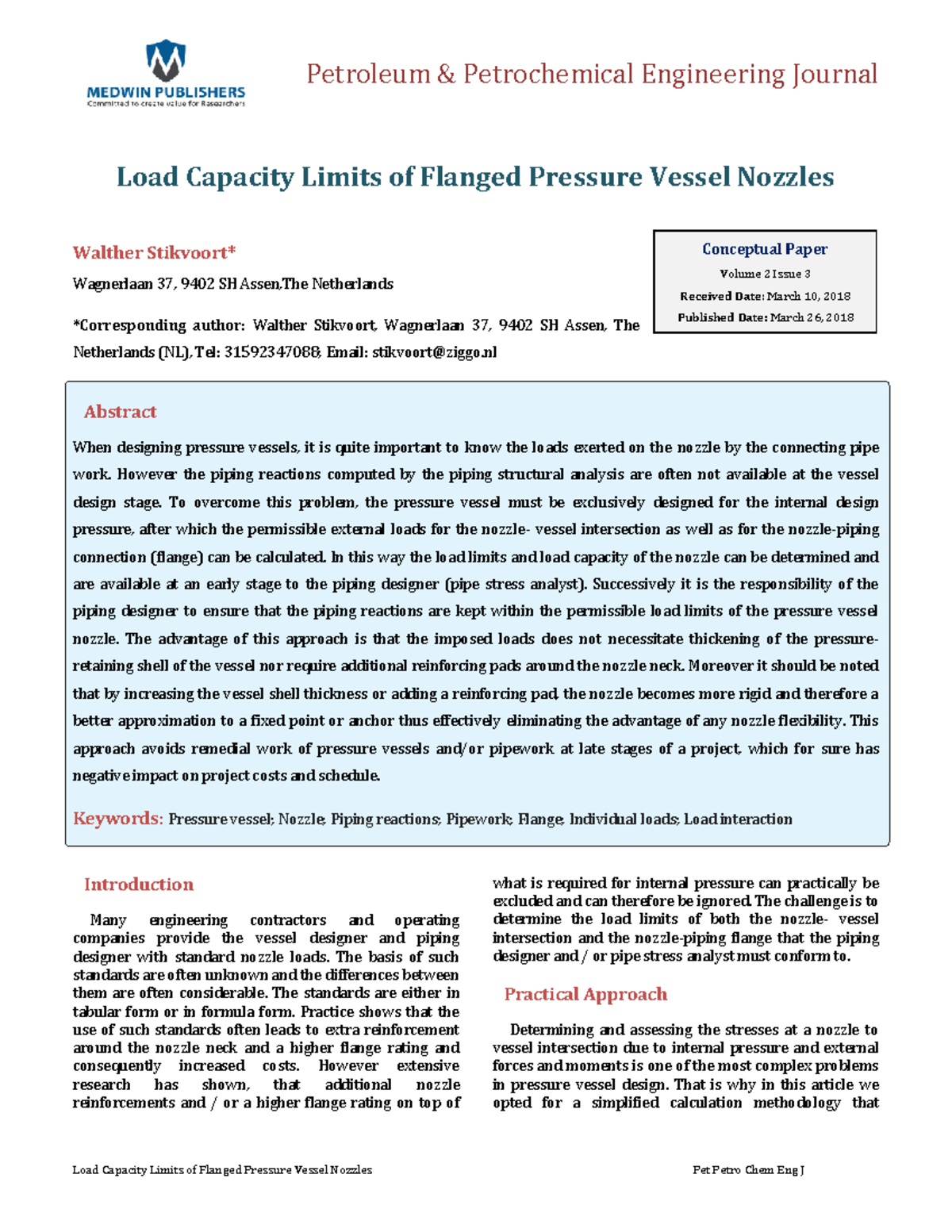 Load Capacity Limits of Flanged Pressure Vessel Nozzles - Pet Petro ...