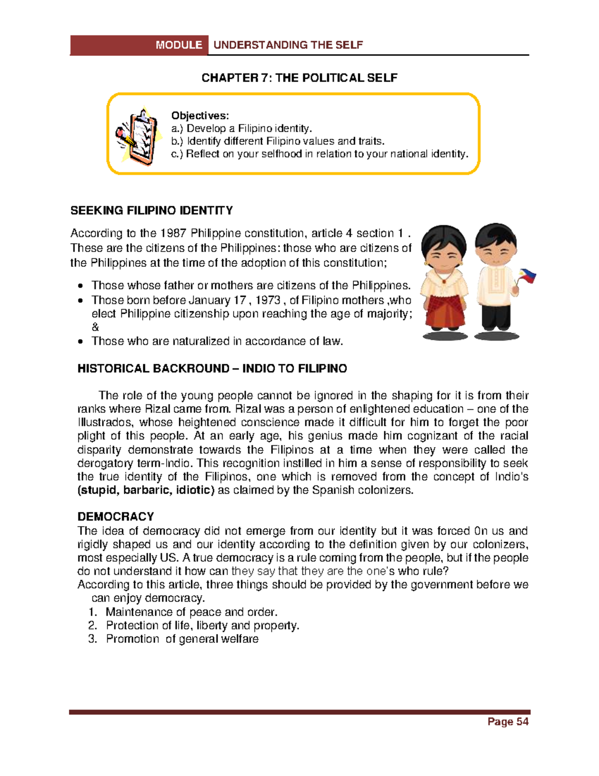 Chapter 7 - Understanding the Political Self in Filipino Identity - Studocu