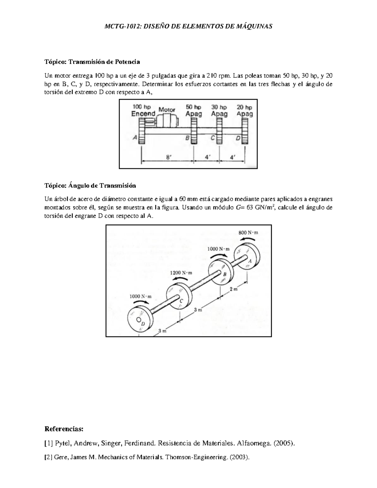 MC3 - Diseño de Elementos de Máquinas: Torsión y Transmisión de ...