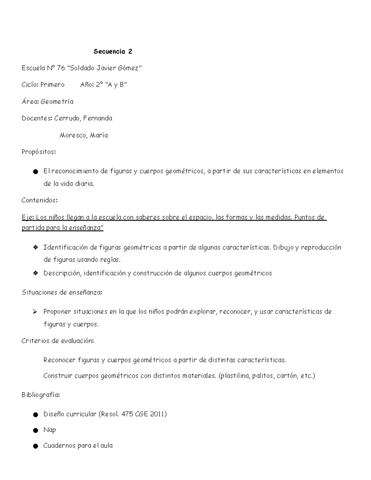 Secuencia 2 de Geometría para 2° Grado: Figuras y Cuerpos Geométricos ...