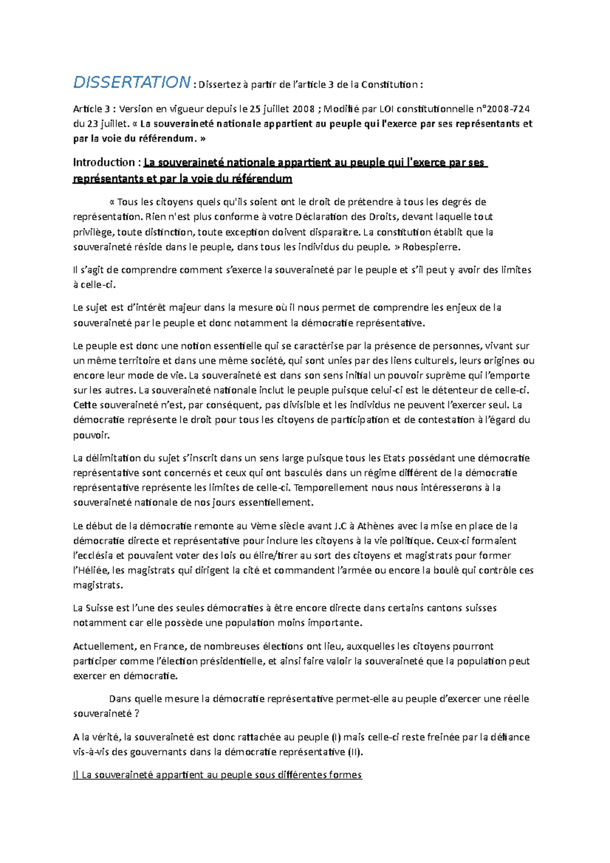 Séance 7 dissertation - TD sur le parlement - Séance 7 : la procédure législative Sujet de - Studocu