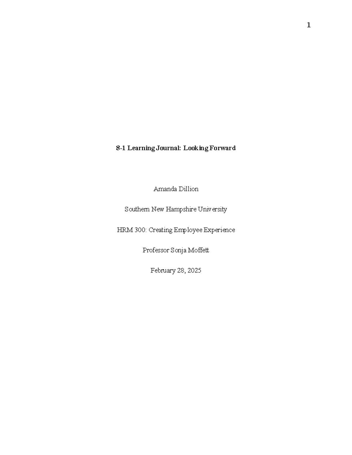 HRM 300: 8-1 Learning Journal on AI's Impact on Employee Experience ...